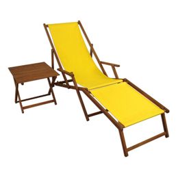 ERST-HOLZ Gartenliege Gelbe Sonnenliege mit Fußablage und Tisch