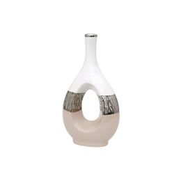 Dekohelden24 Dekovase Edle Moderne Deko Designer Keramik Vase oval mit Loch (1 Vase