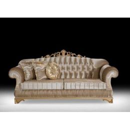 JVmoebel 3-Sitzer Chesterfield Design Polster Sofa Couch Sitz Garnitur Gold Textil