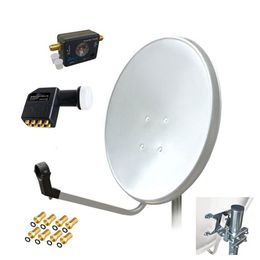 ARLI 60 cm HD Sat Anlage weiss + Octo LNB + Satfinder + 8x F-Stecker SAT-Antenne (60 cm