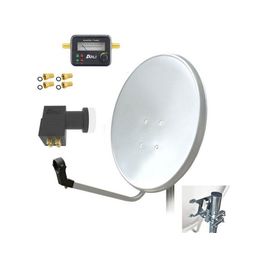 ARLI 60 cm HD Sat Anlage weiss + Quad LNB + Satfinder + Stecker SAT-Antenne (60 cm