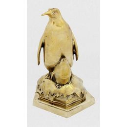 Casa Padrino Dekofigur Luxus Deko Bronze Skulptur Pinguin Mutter mit Kind Gold 22 x 15 x H. 33 cm