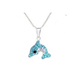 schmuck23 Kettenanhänger Anhänger Kette Delfin 925 Silber Kristalle Kinder Mädchen (Halskette mit Anhänger)