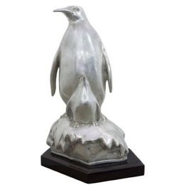 Casa Padrino Dekofigur Bronzefigur Pinguin Mutter mit Kind Silber / Schwarz 22 x 15 x H. 33 cm