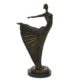 Casa Padrino Dekofigur Luxus Jugendstil Bronze Skulptur Tänzerin Bronze auf Marmorsockel H 53.5 cm