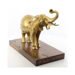 Casa Padrino Dekofigur Luxus Bronze Skulptur Elefant Gold / Braun 47 x 24 x H. 35