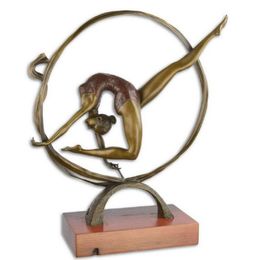 Casa Padrino Dekofigur Luxus Bronzefigur Turnerin mit Seil Bronze / Braun 44 x 15