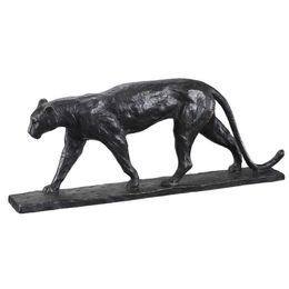 Casa Padrino Dekofigur Luxus Bronze Skulptur Leopard Schwarz 49 x 7 x H. 18