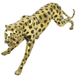 Casa Padrino Dekofigur Luxus Bronze Skulptur Gepard Gold / Schwarz 62 x 14 x H. 18 cm