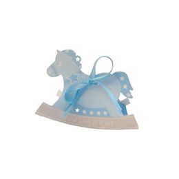 DekoTown Papierdekoration Gastgeschenke Schaukelpferd Blau Taufe Junge 12cm