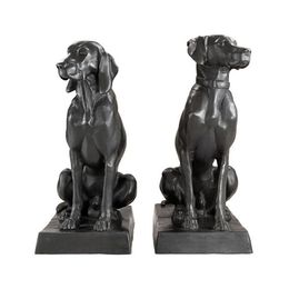 Casa Padrino Dekofigur Luxus Bronzefiguren 2er Set Hunde 32 x 60 x H. 73 cm