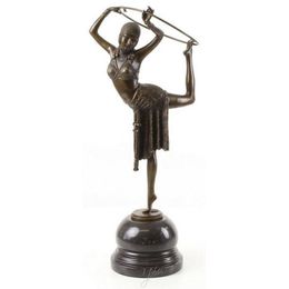 Casa Padrino Dekofigur Bronzefigur Hula Hoop Tänzerin mit Marmorsockel Bronze / Schwarz 16