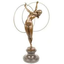 Casa Padrino Dekofigur Luxus Bronze Figur Hula Hoop Tänzerin Bronze / Schwarz 26