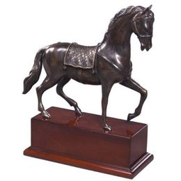 Casa Padrino Dekofigur Luxus Bronzefigur Pferd mit Holzsockel Bronze / Braun 31