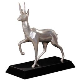 Casa Padrino Dekofigur Luxus Bronzefigur Antilope Silber / Schwarz 35 x 17 x H. 37 cm