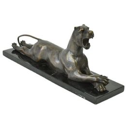 Casa Padrino Dekofigur Luxus Deko Figur Tiger Bronze / Schwarz 41 x 11 x H. 16 cm