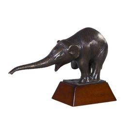Casa Padrino Dekofigur Luxus Bronzefigur mit Holzsockel Elefant Bronze / Braun 42 x 17 x H. 29 cm