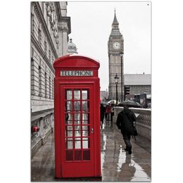 Wallario Sichtschutzzaunmatten Rote Telefonzelle in London England mit Big Ben