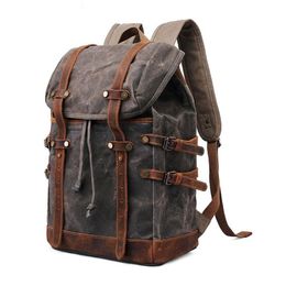 REDOM Laptoprucksack Rucksack Schulrucksack Lederrucksack Reiserucksack Schultertasche (Vintage Echtes Leder Canvas Notebook Laptop Tasche Schule Uni Rucksack