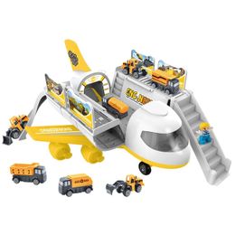 Diakakis Spielzeug-Flugzeug Baustelle mit Funktion Baufahrzeuge und LKWs