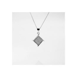 ELLAWIL Silberkette Kristallbesetzter Viereckiger Anhänger Halskette mit Viereck Anhänger (Kettenlänge 40 cm