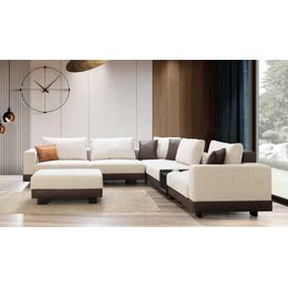 JVmoebel Wohnzimmer-Set Modernes L-Form Luxus Sofa Hocker Wohnzimmer Möbel Ecksofa Couch