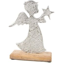 Logbuch-Verlag Weihnachtsfigur Engel Figur aus Holz & Metall 21 cm (1 St)