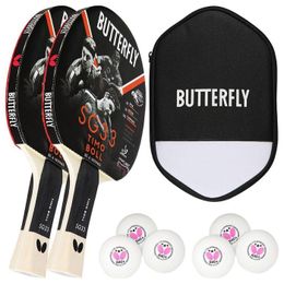 Butterfly Tischtennisschläger 2x Timo Boll SG33 + Cell Case 2 + Bälle