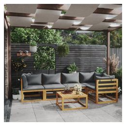 furnicato Garten-Essgruppe 6-tlg. Garten-Lounge-Set mit Auflagen Massivholz Akazie