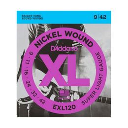 D'Addario Daddario E-Gitarre EXL120 Saiten für E-Gitarre Super Light 9-42 5 SETS