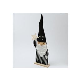 MARELIDA Weihnachtsfigur Weihnachtsmann Dekofigur Holz Filz Sterne Nikolaus weißer Bart H: 87cm (1 St)