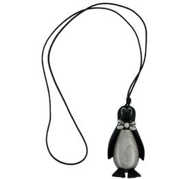 unbespielt Collier Modeschmuck Kette Pinguin schwarz-silbergrau Länge 90 cm