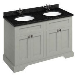 Casa Padrino Doppelwaschtisch Doppel Waschschrank / Waschtisch mit Granitplatte und 4 Türen