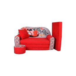 FORTISLINE Kindersitzgruppe Kindersofa Kindercouch Aufklappen Bettfunktion + Hocker W319