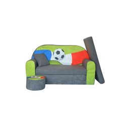 FORTISLINE Kindersitzgruppe Kindersofa Kindercouch Aufklappen Bettfunktion + Hocker W319