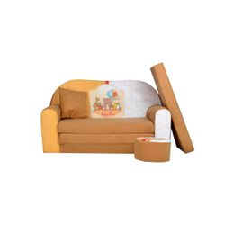 FORTISLINE Kindersitzgruppe Kindersofa Kindercouch Aufklappen Bettfunktion + Hocker W319