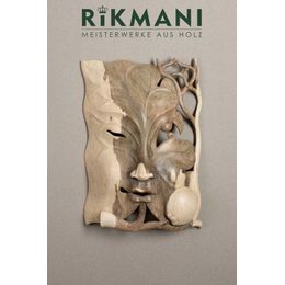 Rikmani Wanddekoobjekt Maske aus Vollholz handgearbeitete Wand Deko