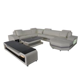 JVmoebel Ecksofa Leder Sofa Couch Eck Sitz Garnitur Wohnlandschaft U Form couchen+USB
