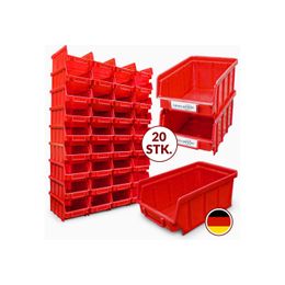 HMH Stapelbox 20 rote Stapelboxen Größe 2 Rot Sichtlagerkästen Sortierkisten