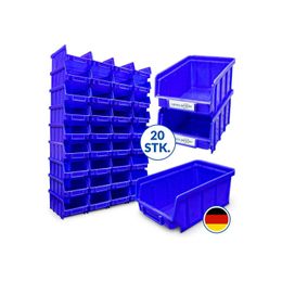 HMH Stapelbox 20 blaue Stapelboxen Größe 2 Blau Sichtlagerkästen Sortierkisten