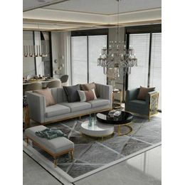 JVmoebel Wohnzimmer-Set, Chesterfield Samt sofa Couch Polster Garnitur 3+1+1 Designer