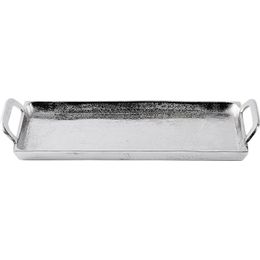 MichaelNoll Dekotablett Tablett Servierbrett Dekoteller Servierplatte Aluminium Silber Tisch
