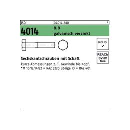 Bufab Sechskantschraube 200er Pack Sechskantschraube ISO 4014 Schaft M4x 60 8.8 galv.verz. 200