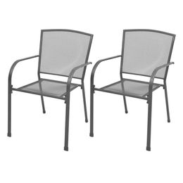 furnicato Gartenstuhl Stapelbare Gartenstühle 2 Stk. Stahl Grau