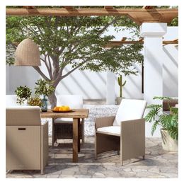 furnicato Gartenstuhl Gartenstühle mit Kissen 4 Stk. Poly Rattan Beige