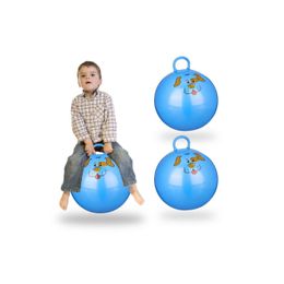 Relaxdays Hüpfspielzeug 3 x Hüpfball Kinder blau
