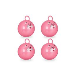 Relaxdays Hüpfspielzeug 4 x Hüpfball Kinder pink