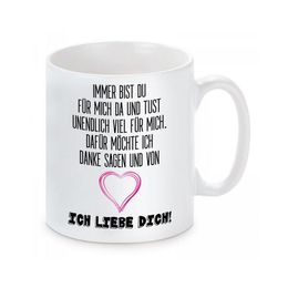 Herzbotschaft Tasse Kaffeebecher mit Motiv Ich liebe dich