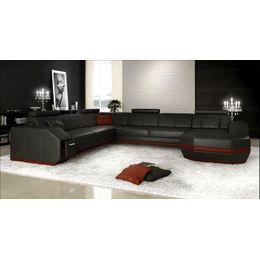 JVmoebel Ecksofa Leder Sofa Couch Eck Sitz Garnitur Wohnlandschaft U Form couchen+USB