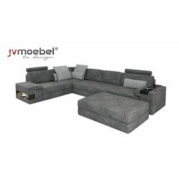 JVmoebel Ecksofa, Wohnzimmer L-Form modern elegant Design Couch Ecksofa Hocker